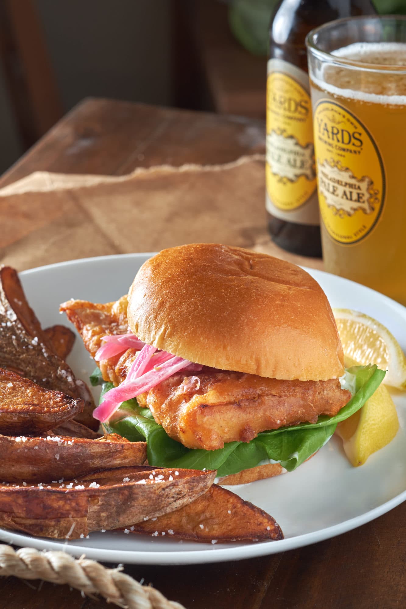 Beer Battered Fish and Chips Sandwich – Eat Up! Kitchen