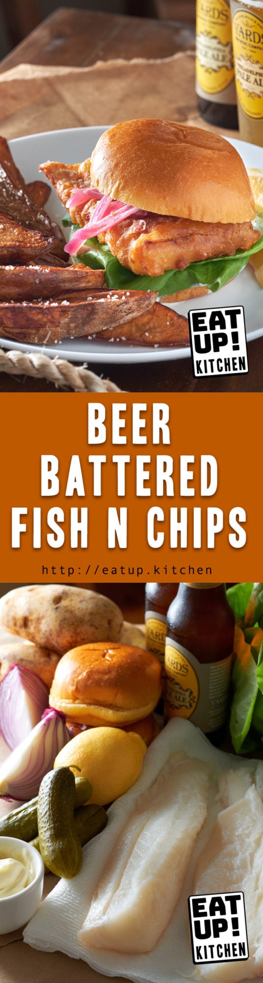 Beer Battered Fish and Chips Sandwich – Eat Up! Kitchen